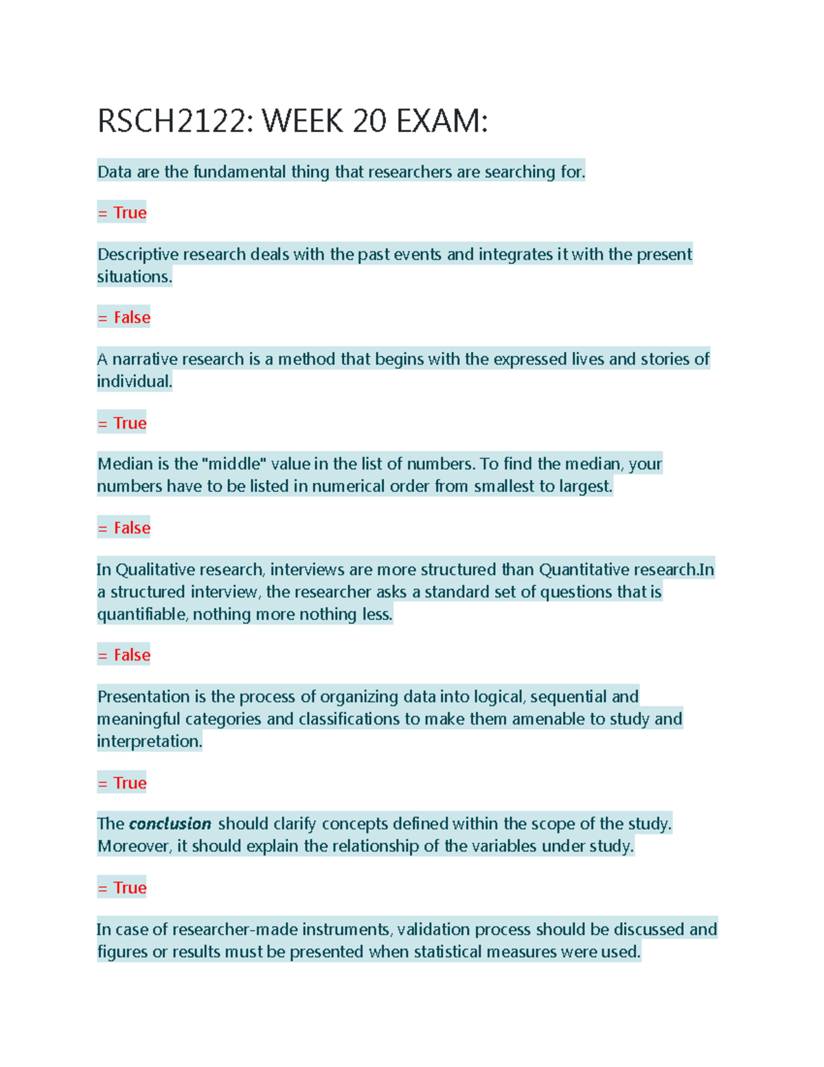 Research Exam Week 20 Final Exam ITE 2122 - RSCH2122: WEEK 20 EXAM ...