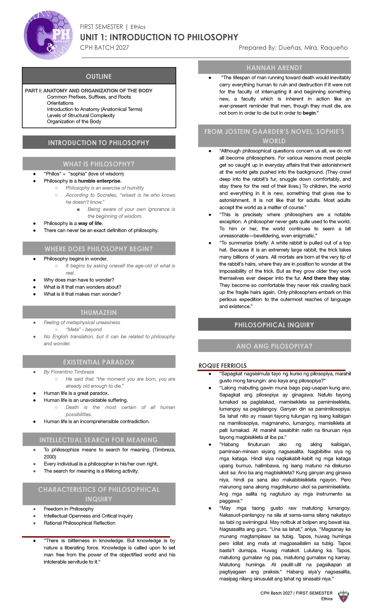 Unit 1 - Intro to Philosophy: Foundations and Key Concepts (Ethics ...