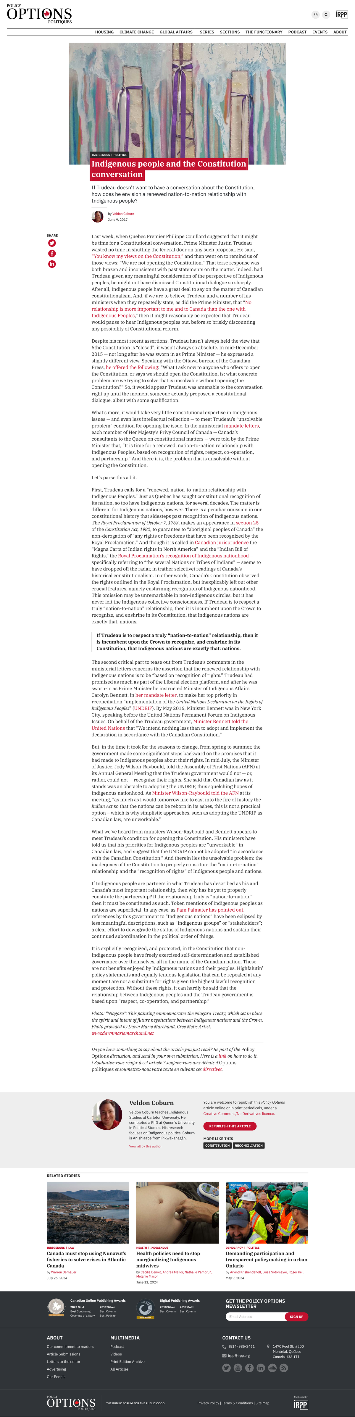 FR Indigenous Politics & the Constitution: A Conversation by Veldon ...