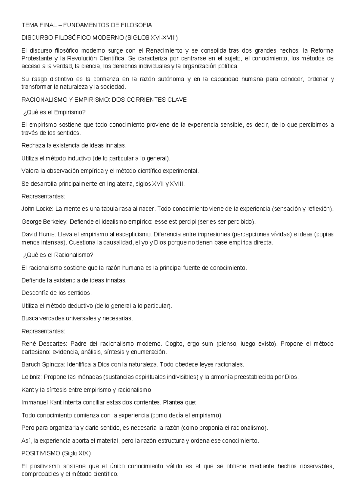 TEMA FINAL - FUNDAMENTOS DE FILOSOFÍA: DISCURSO FILOSÓFICO MODERNO ...