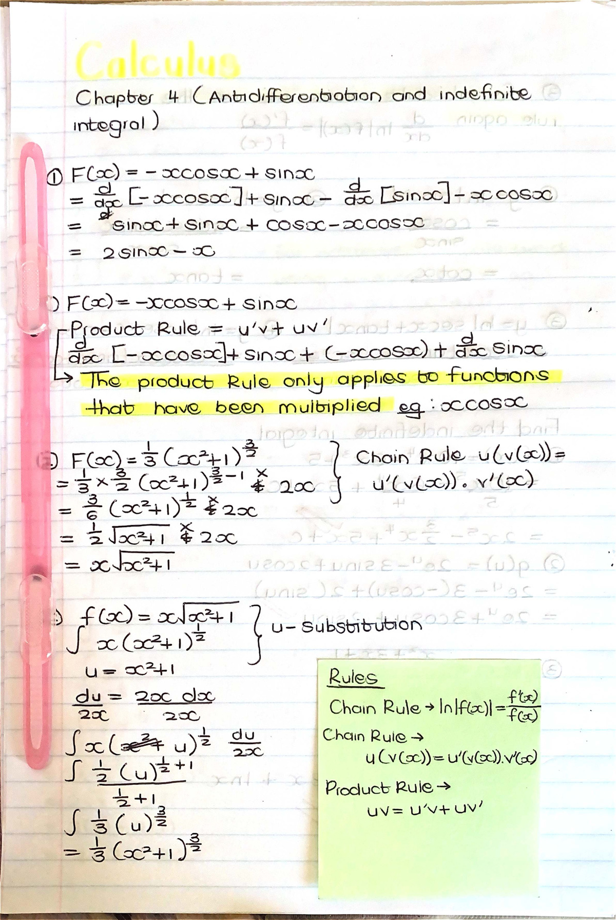 Calculus Chapter 4: Antidifferentiation & Indefinite Integrals - Studocu