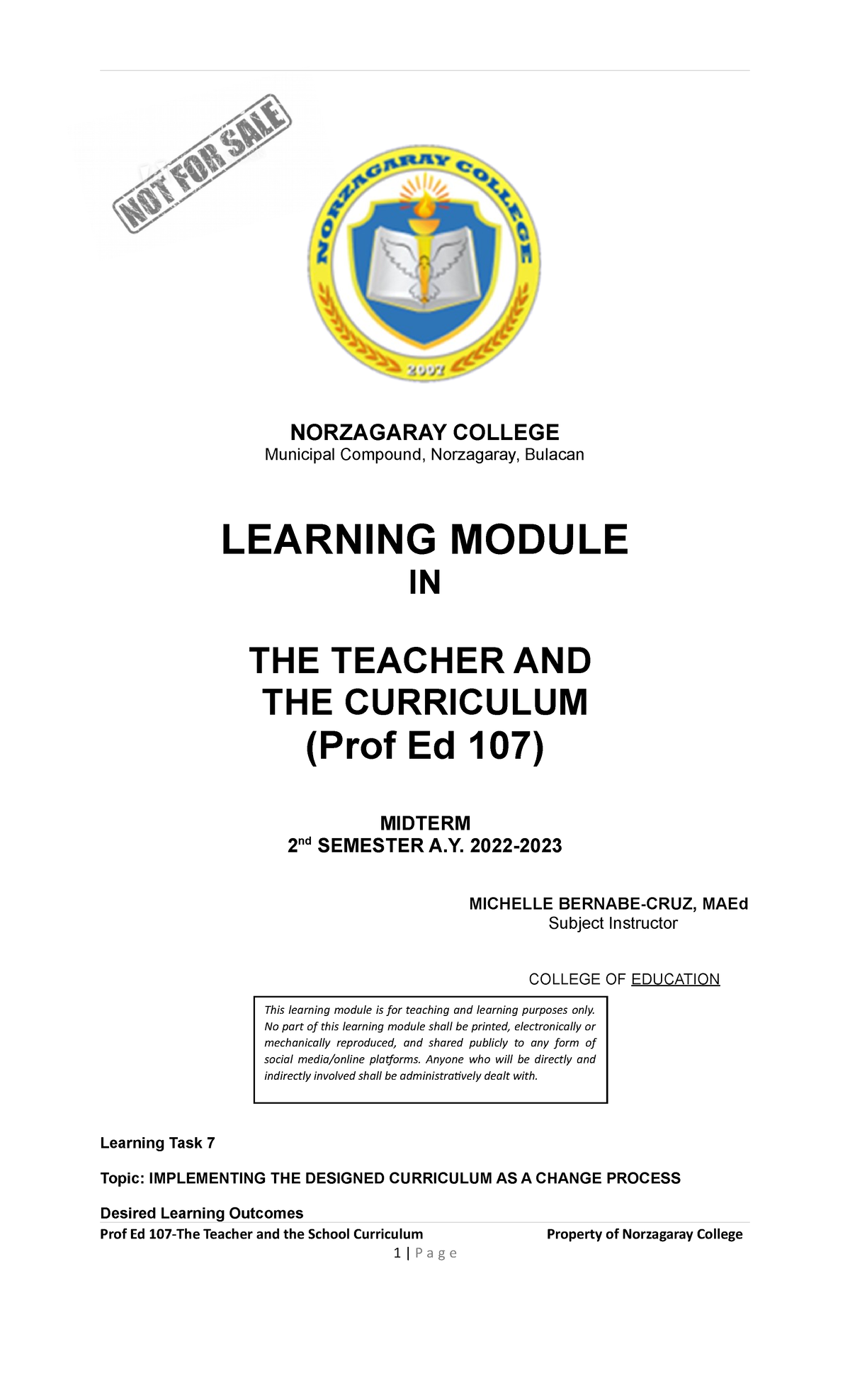 Prof Ed 107 Midterm - Curriculum Implementation & Change Process - Studocu
