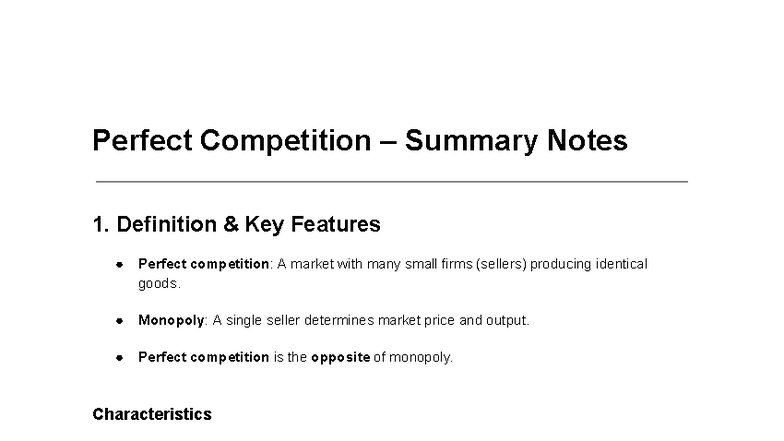 ECN104 Week 8 - Perfect Competition Summary Notes - Studocu