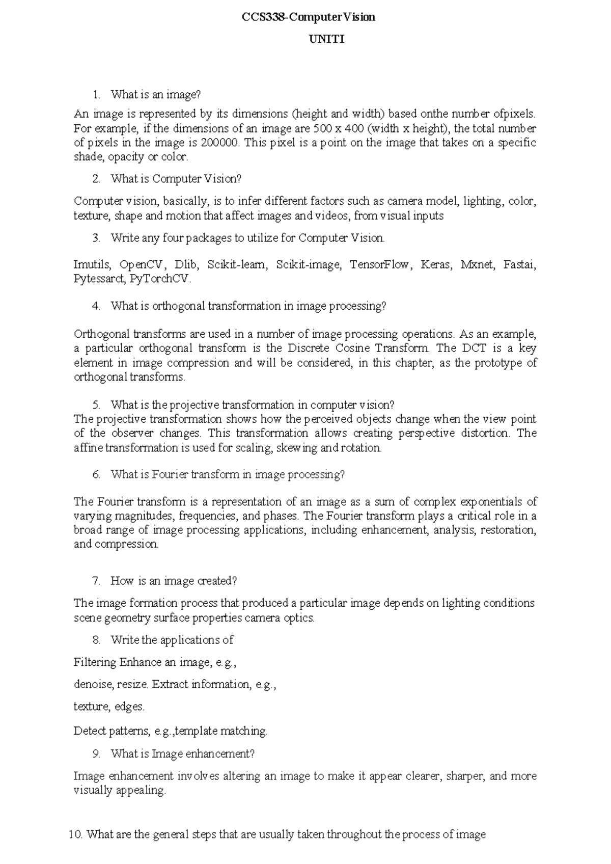 CV 101: Key Concepts and Applications in Computer Vision - Studocu