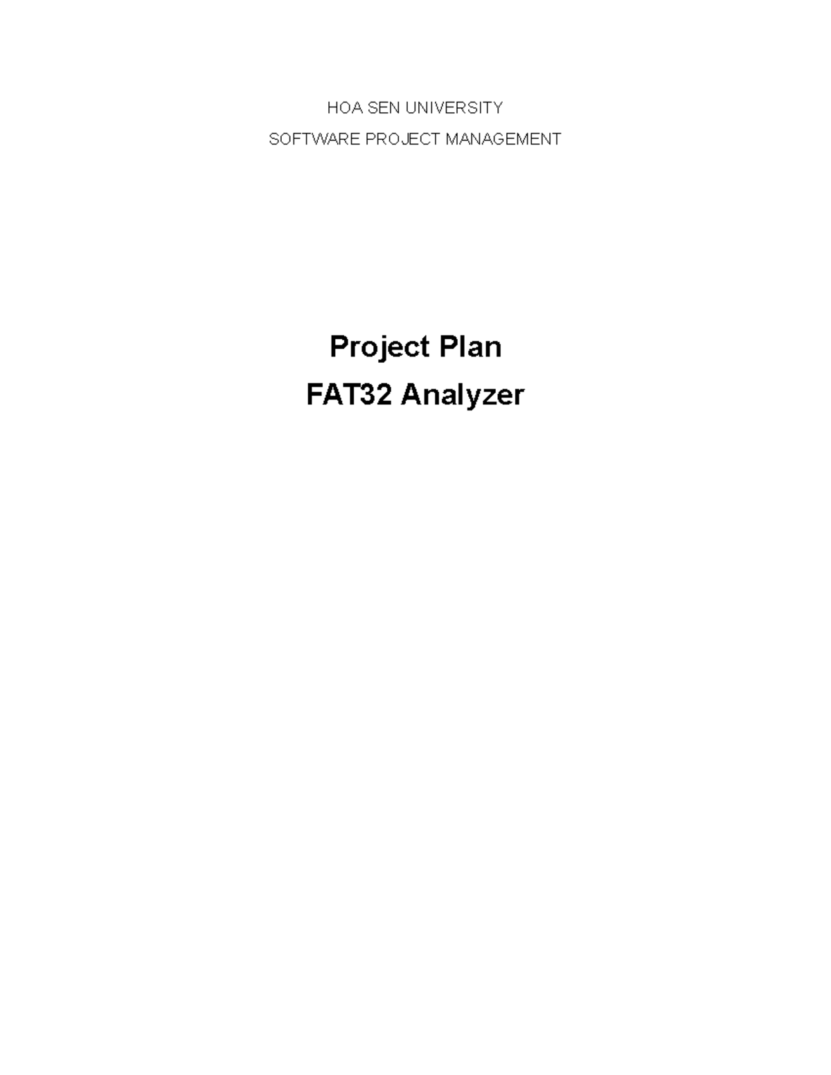 Project Plan - Example - HOA SEN UNIVERSITY SOFTWARE PROJECT MANAGEMENT ...