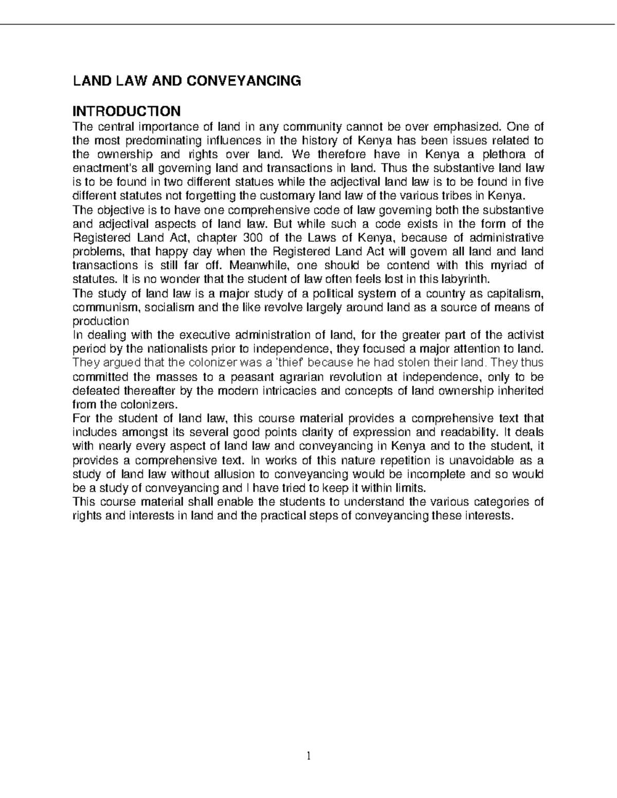 KUSOL 101: Comprehensive Notes on Land Law & Conveyancing in Kenya ...