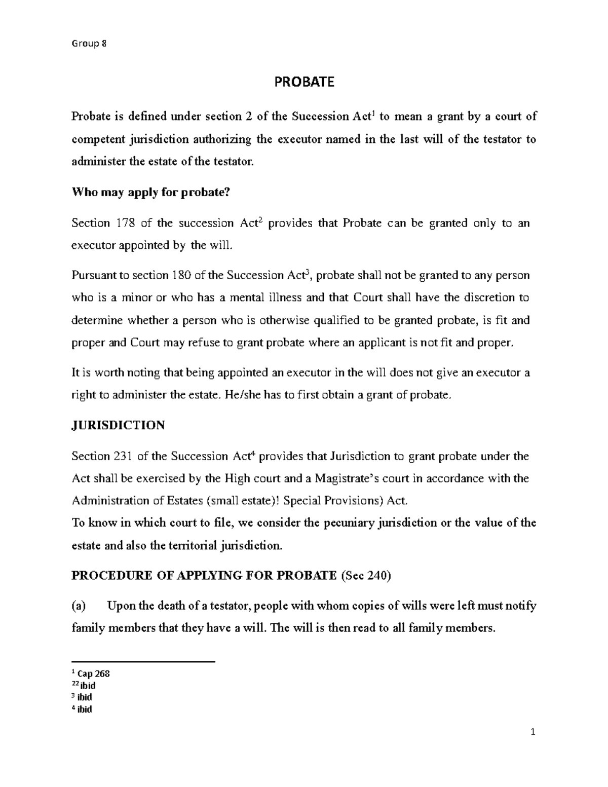 Probate and revocation of will - PROBATE Probate is defined under ...
