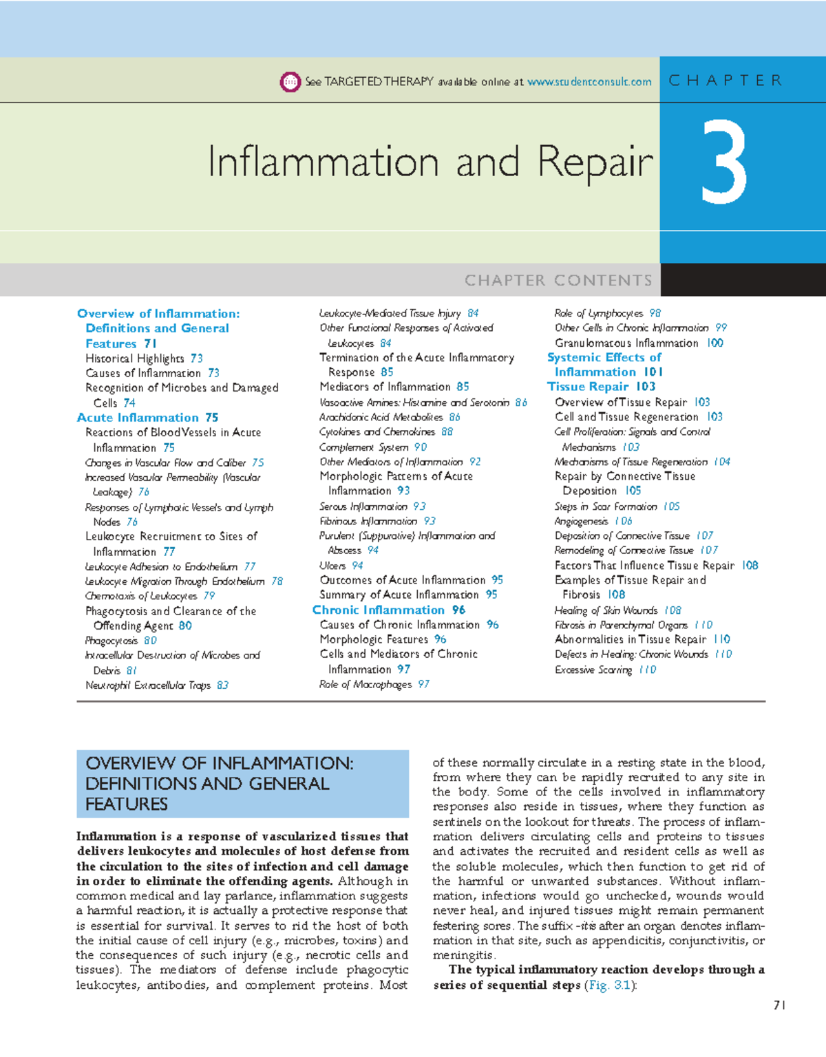 Chapter 3: Inflammation and Repair Overview (Course Code: TARGETED ...