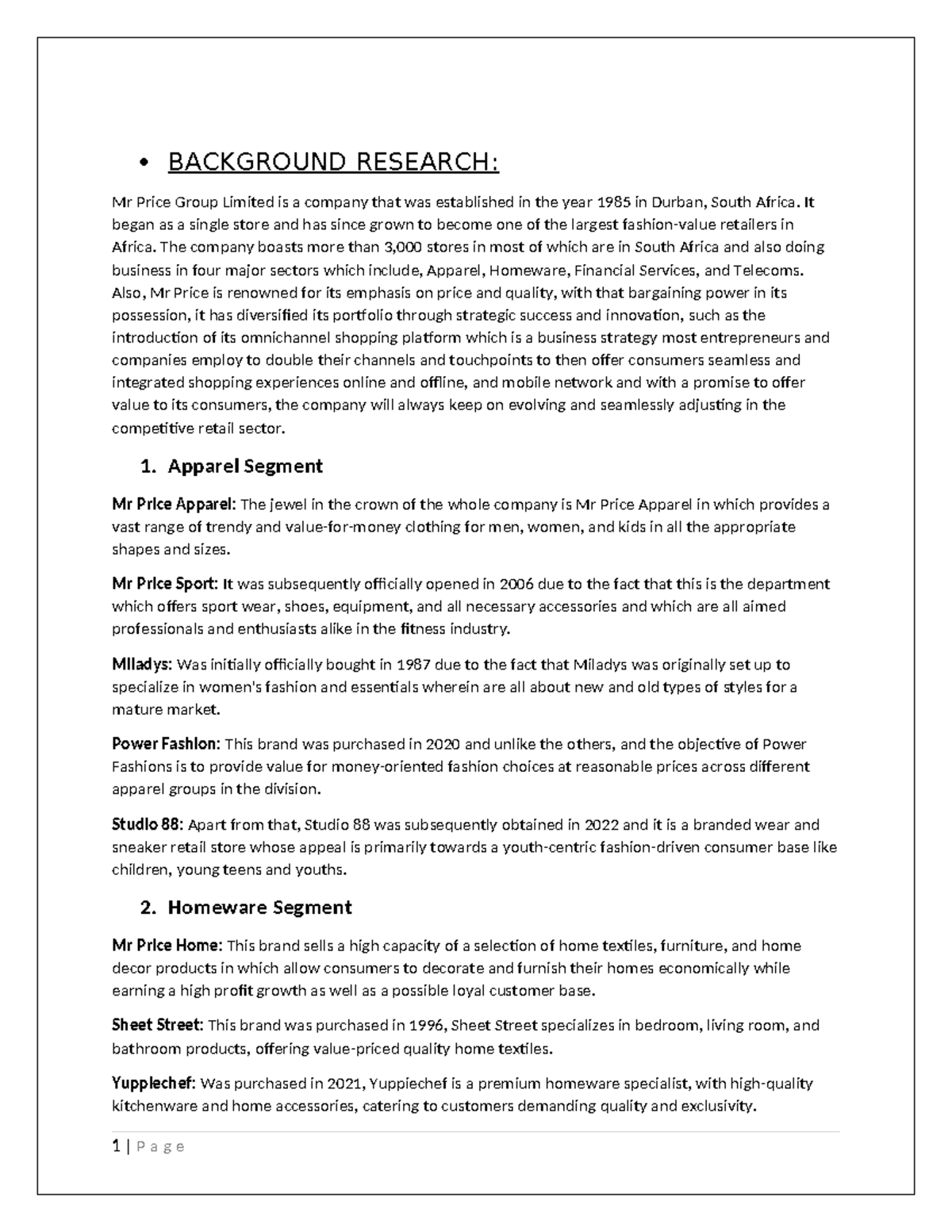 Background Research on Mr Price Group Limited: Retail Growth & Segments ...