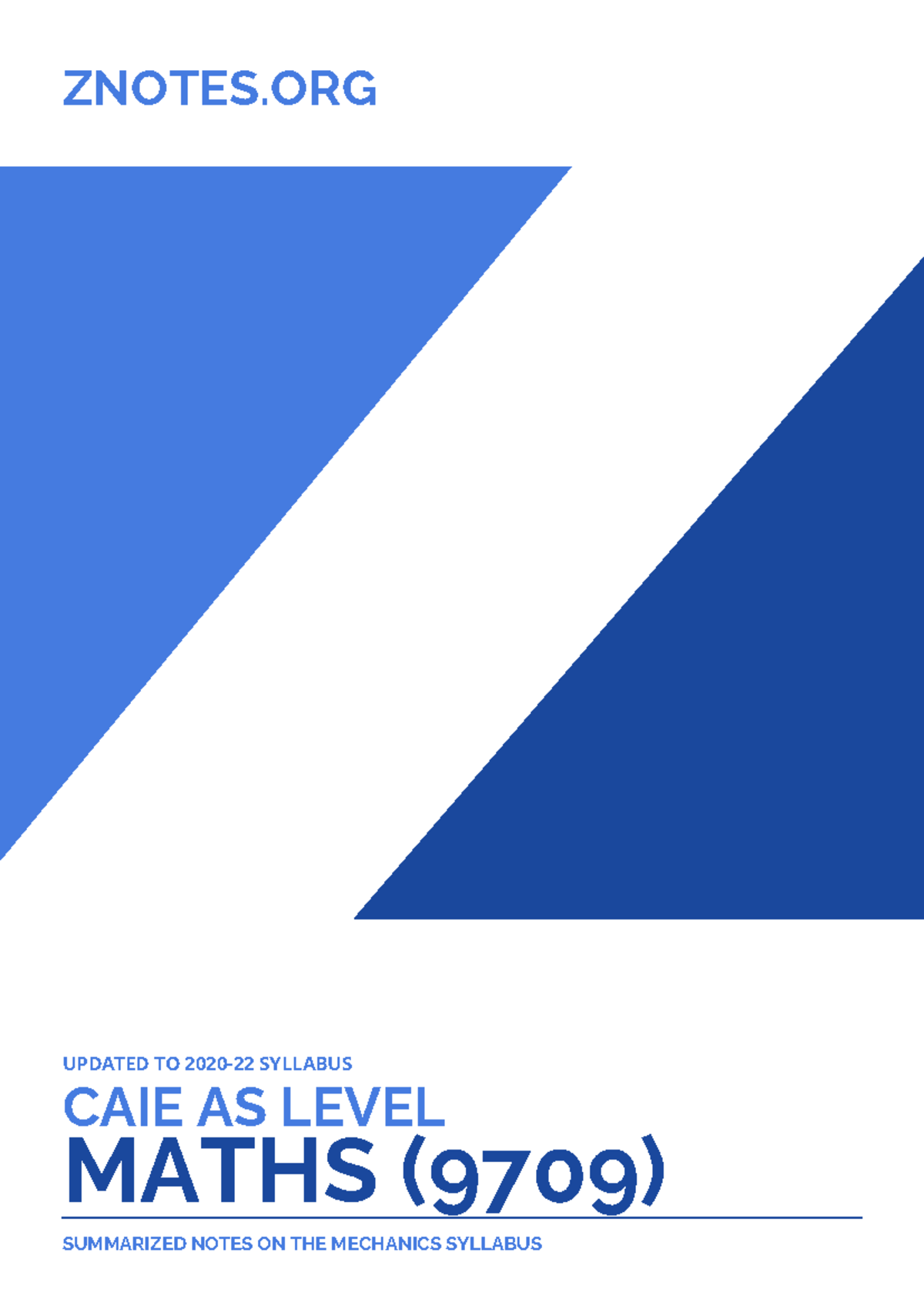 CAIE AS Level Maths 9709 Mechanics Notes (2020-22) - Studocu