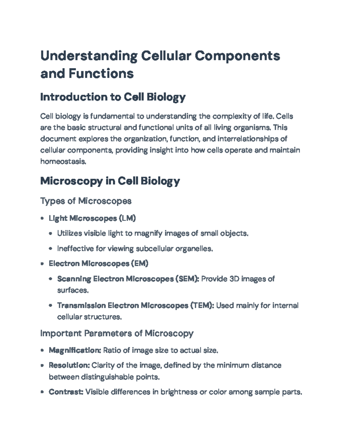 Understanding Cellular Components and Functions in Cell Biology ...
