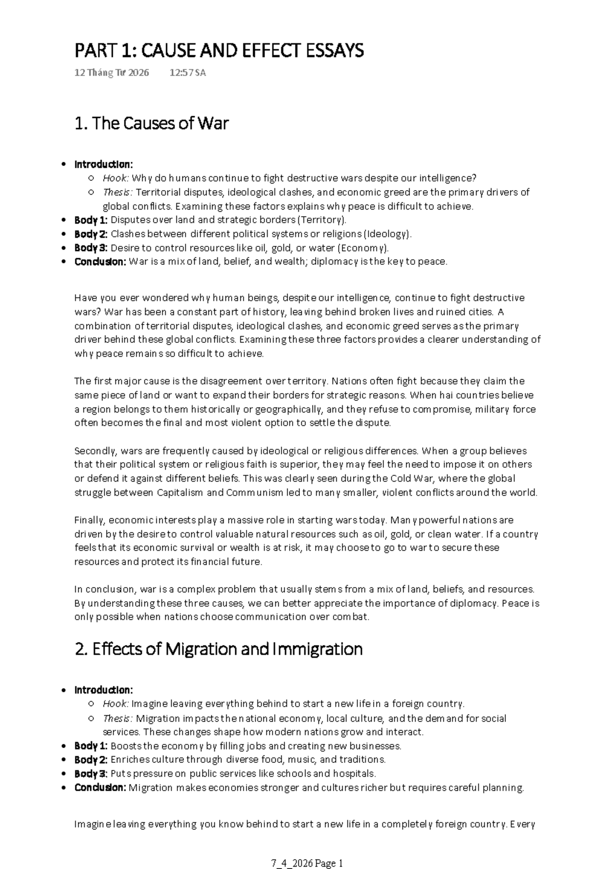 Writting 3: Cause and Effect Essays and Compare & Contrast Analysis ...