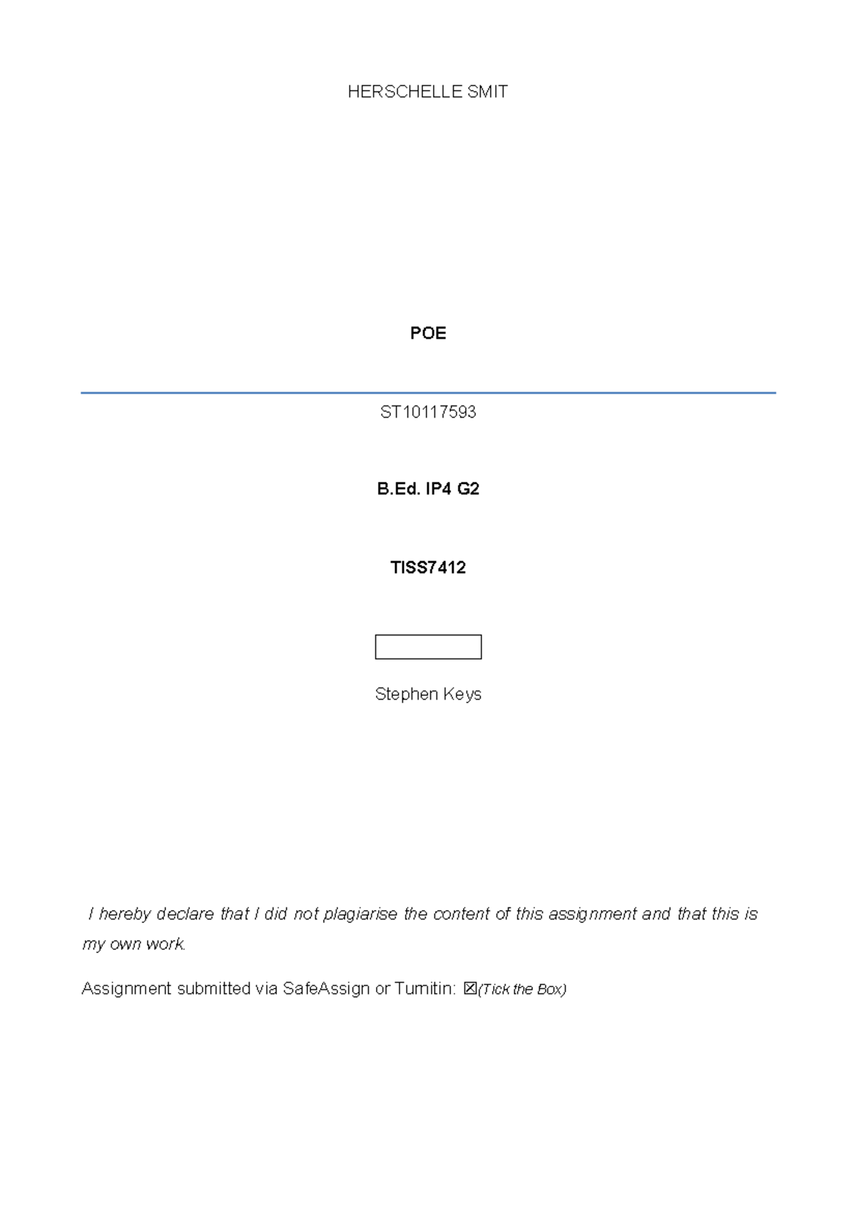 TISS7412 POE ST10117593 Herschelle Smit 28Nov2022 - HERSCHELLE SMIT POE ...