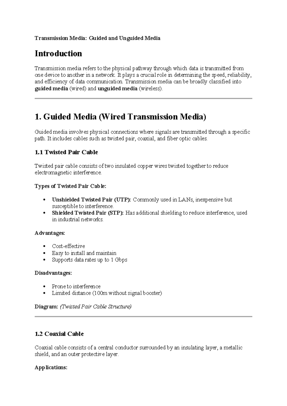 Transmission Media Overview: Guided and Unguided Types Explained - Studocu