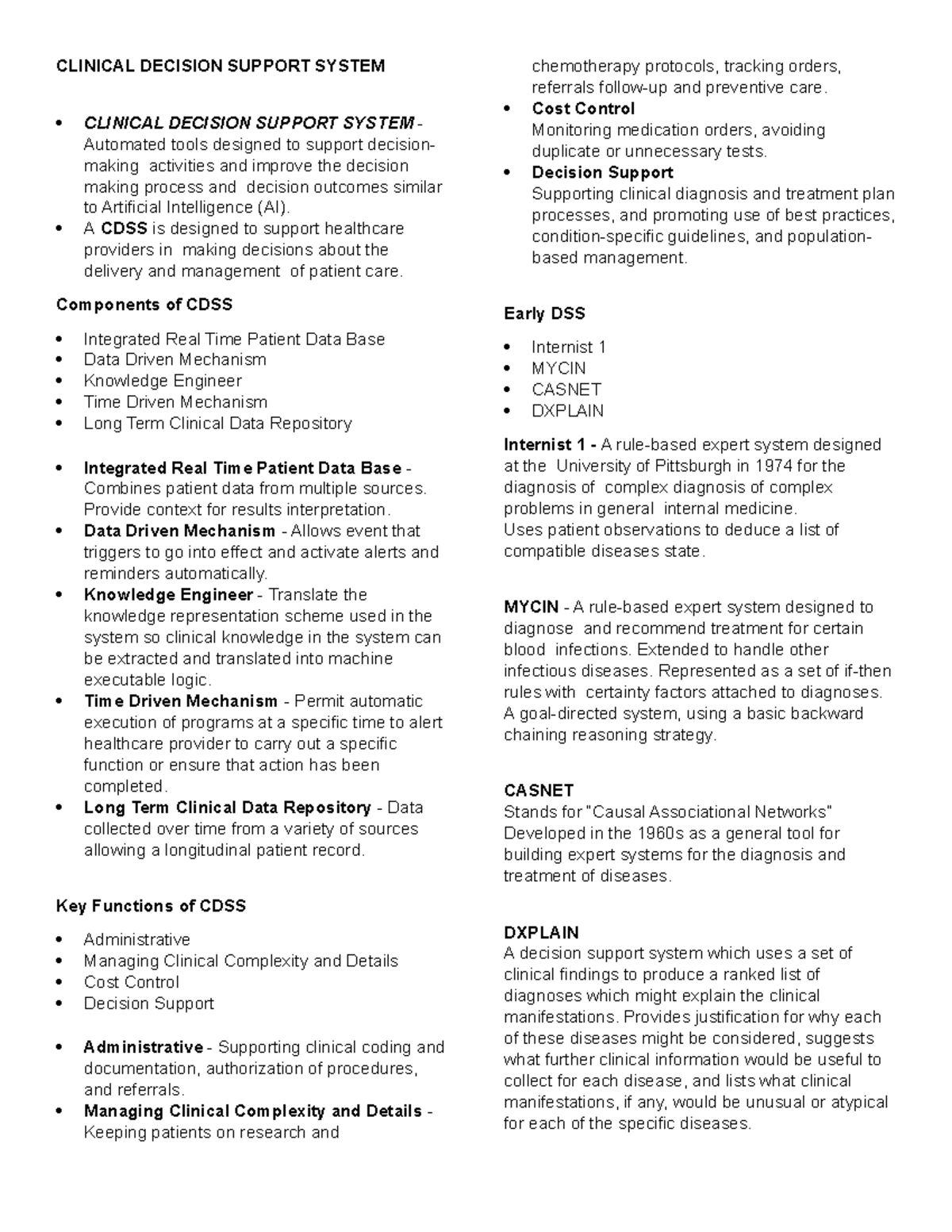 NI- Clinical Decision Support System - CLINICAL DECISION SUPPORT SYSTEM ...