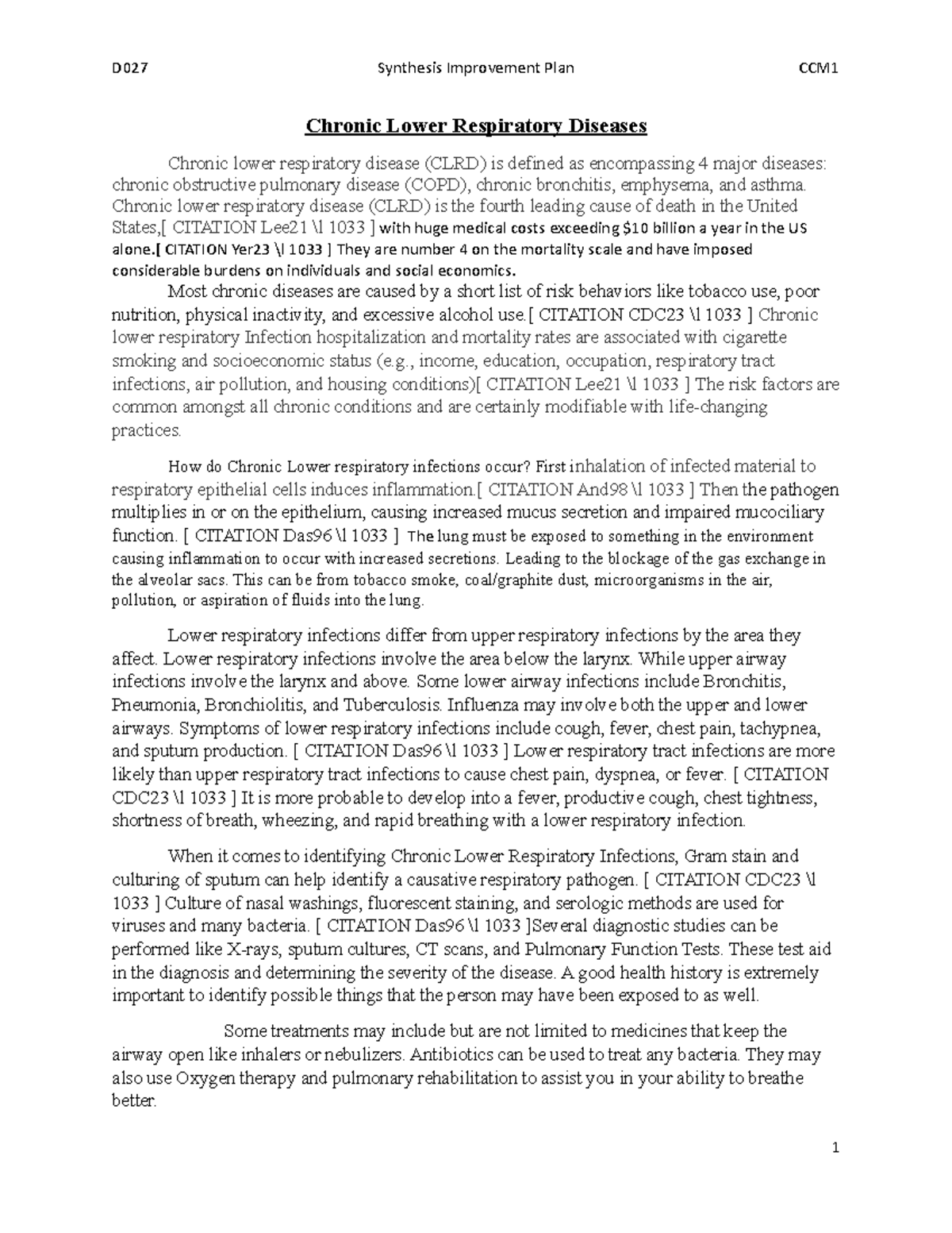 D027 Synthesis Improvement Plan Phase 1 - D027 Synthesis Improvement ...