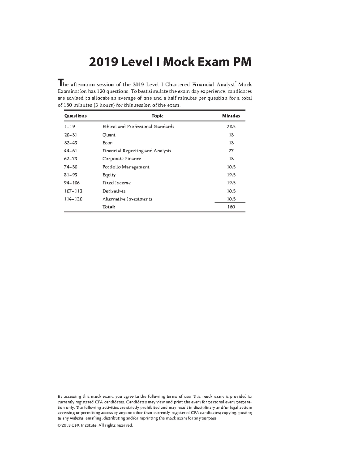 2019 Mock Exam A - Morning Session (with Solutions) - T he morning ...