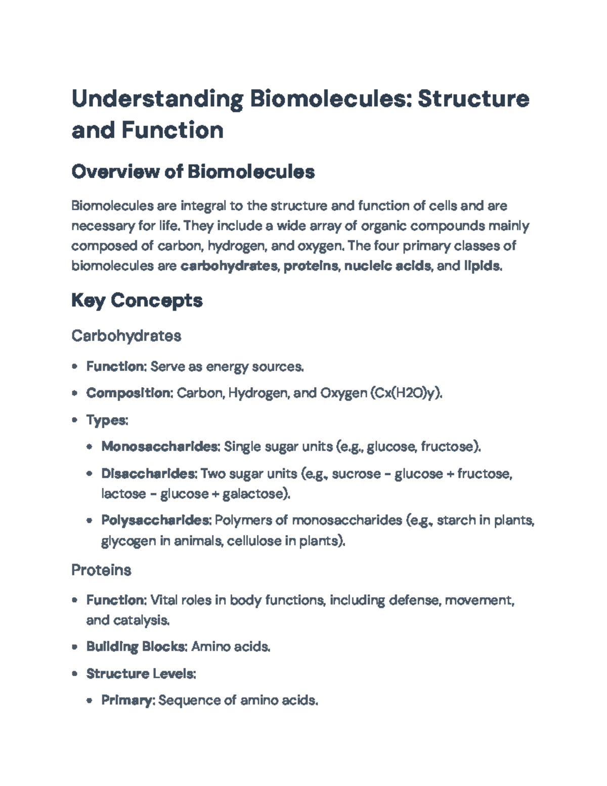 Understanding Biomolecules: Structure, Function, and Significance - Understanding Biomolecules ...