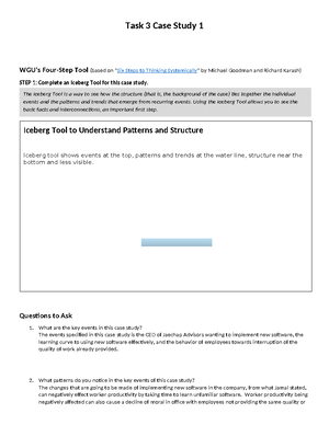 Intro to Systems Thinking - D372 Task 1 - D372 – Introduction to Systems Thinking - Task 1 A Key ...