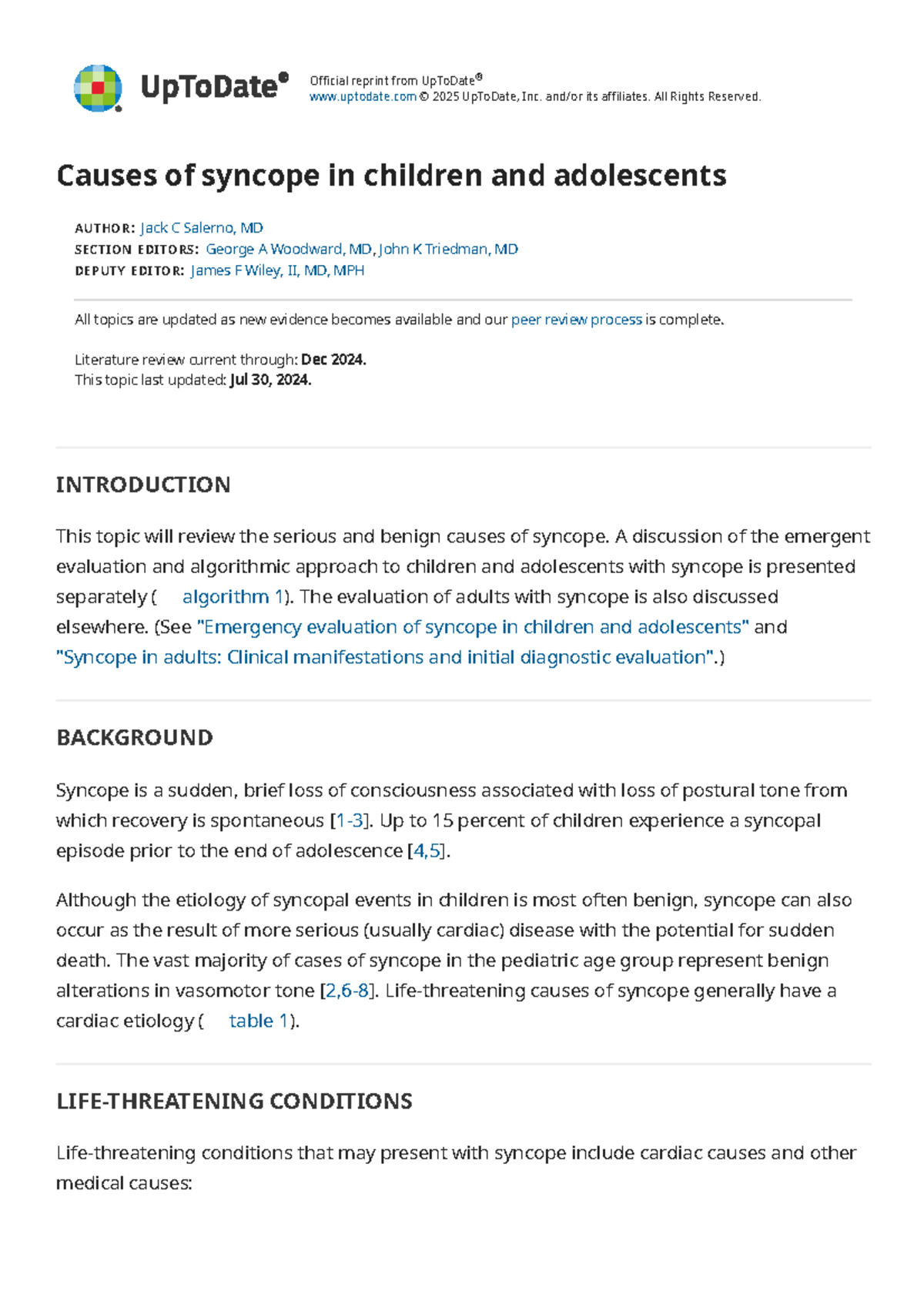 Causes of Syncope in Children and Adolescents: A Comprehensive Review ...