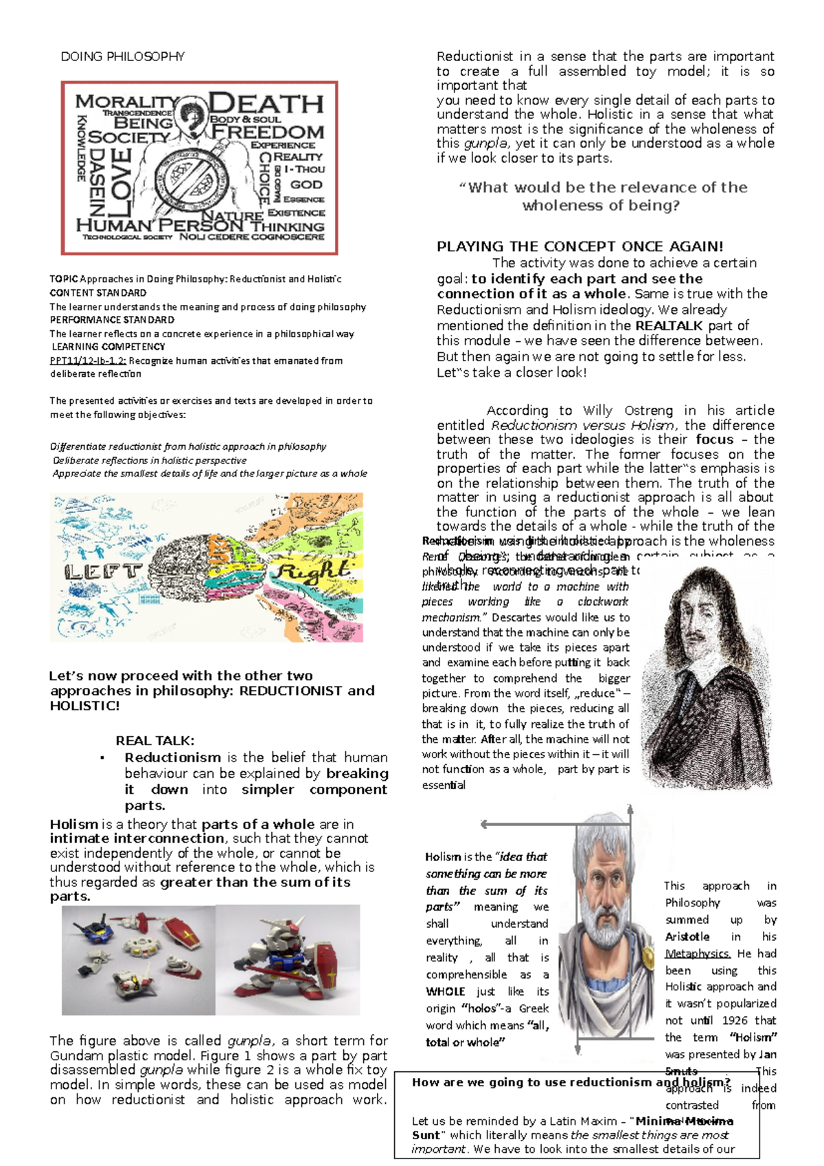 PPT11/12 Approaches in Philosophy: Reductionist vs Holistic Insights ...