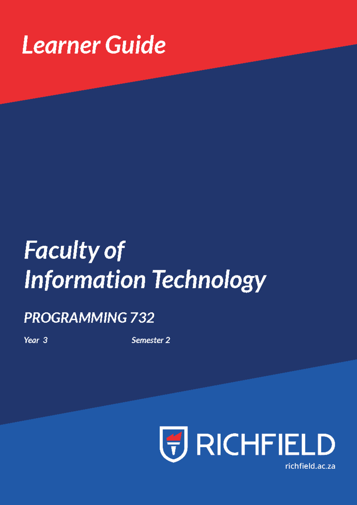 Programming 732 - Study Guide for 2nd Semester 2022 Academic Year - Studocu
