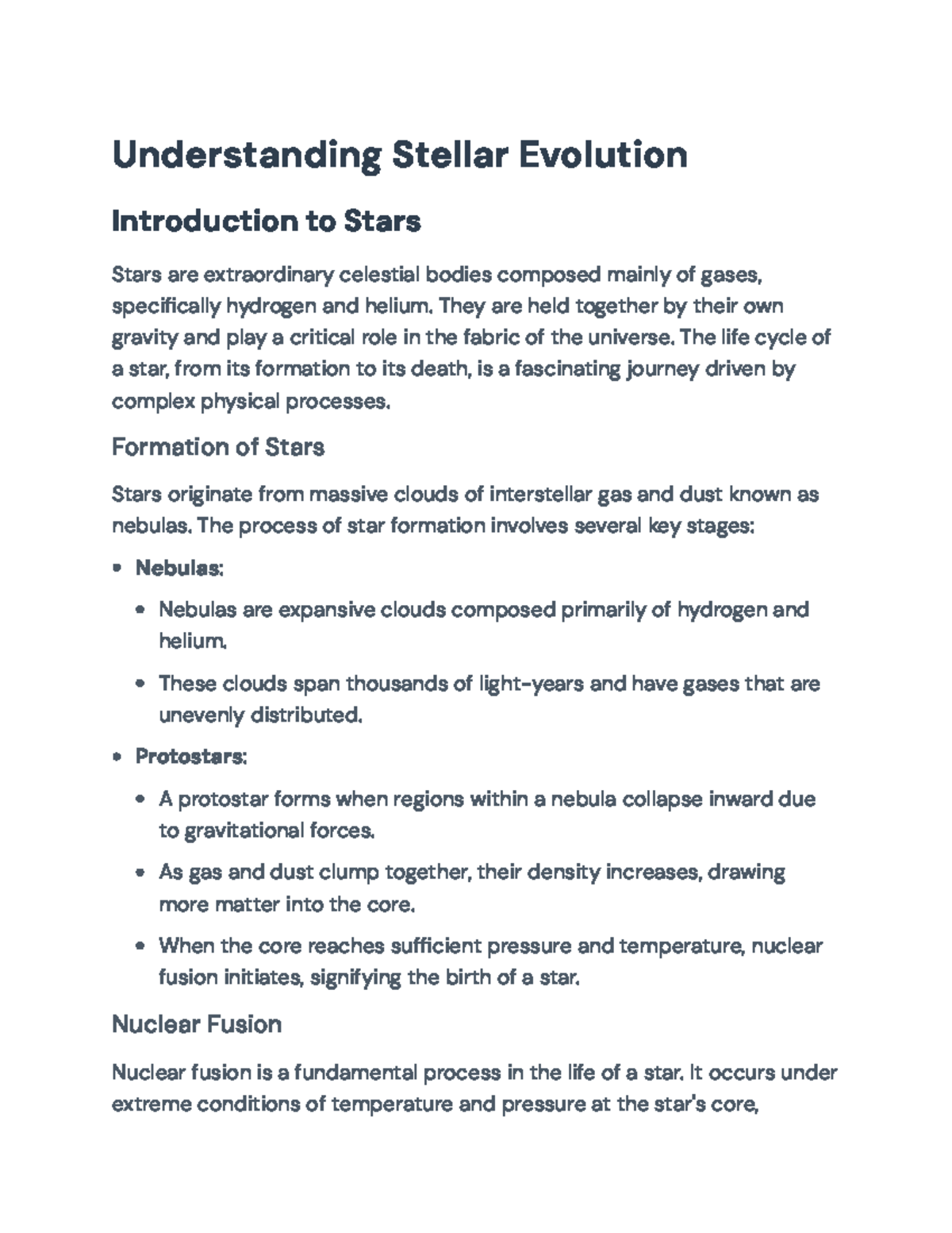 Stellar Evolution: A Comprehensive Overview of Life Cycles and ...