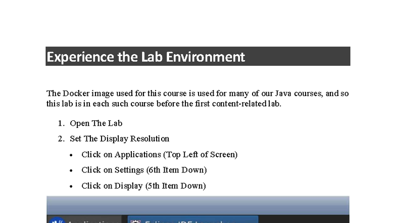 Java Lab Setup Guide: Adjusting Display Resolution - Studocu