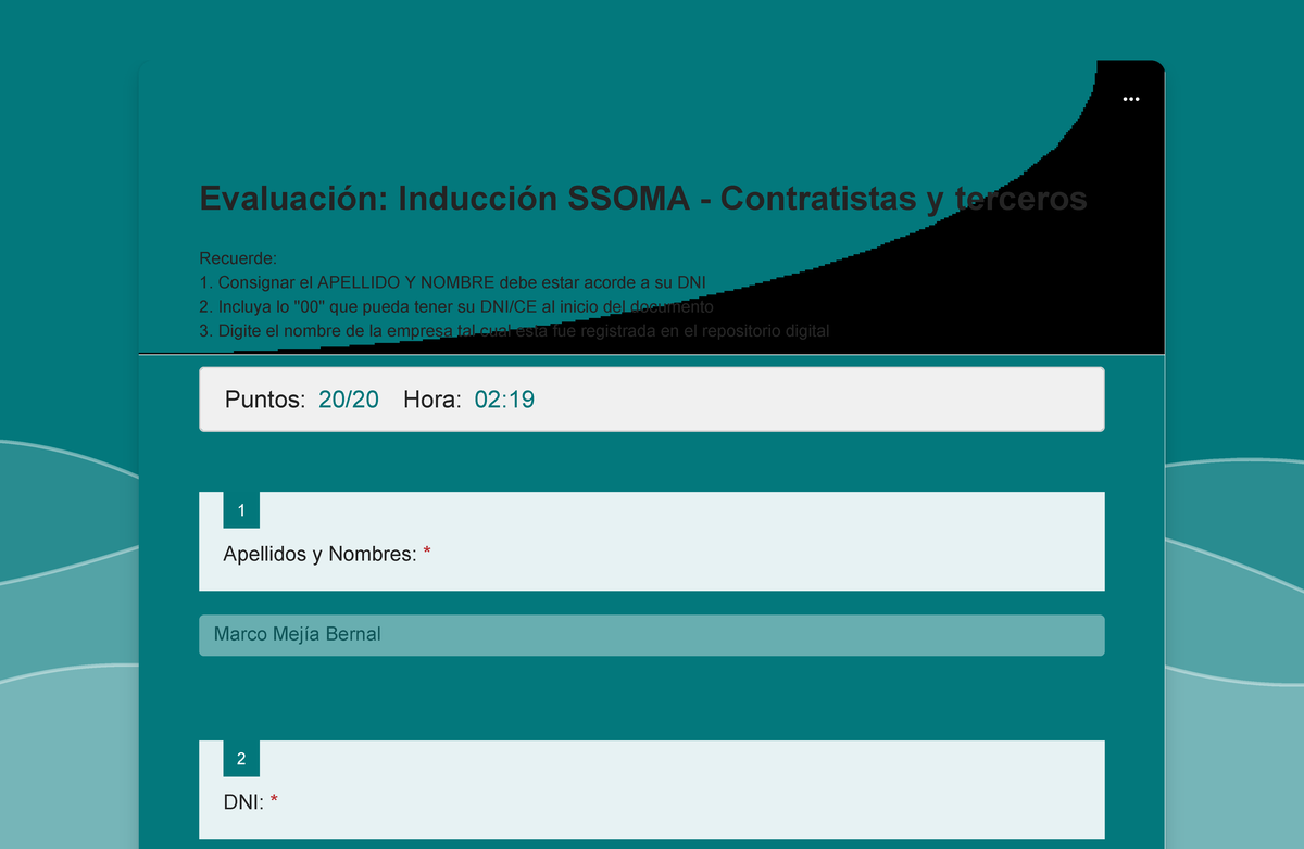Evaluación Inducción Ssoma - Contratistas y terceros - Higiene y ...
