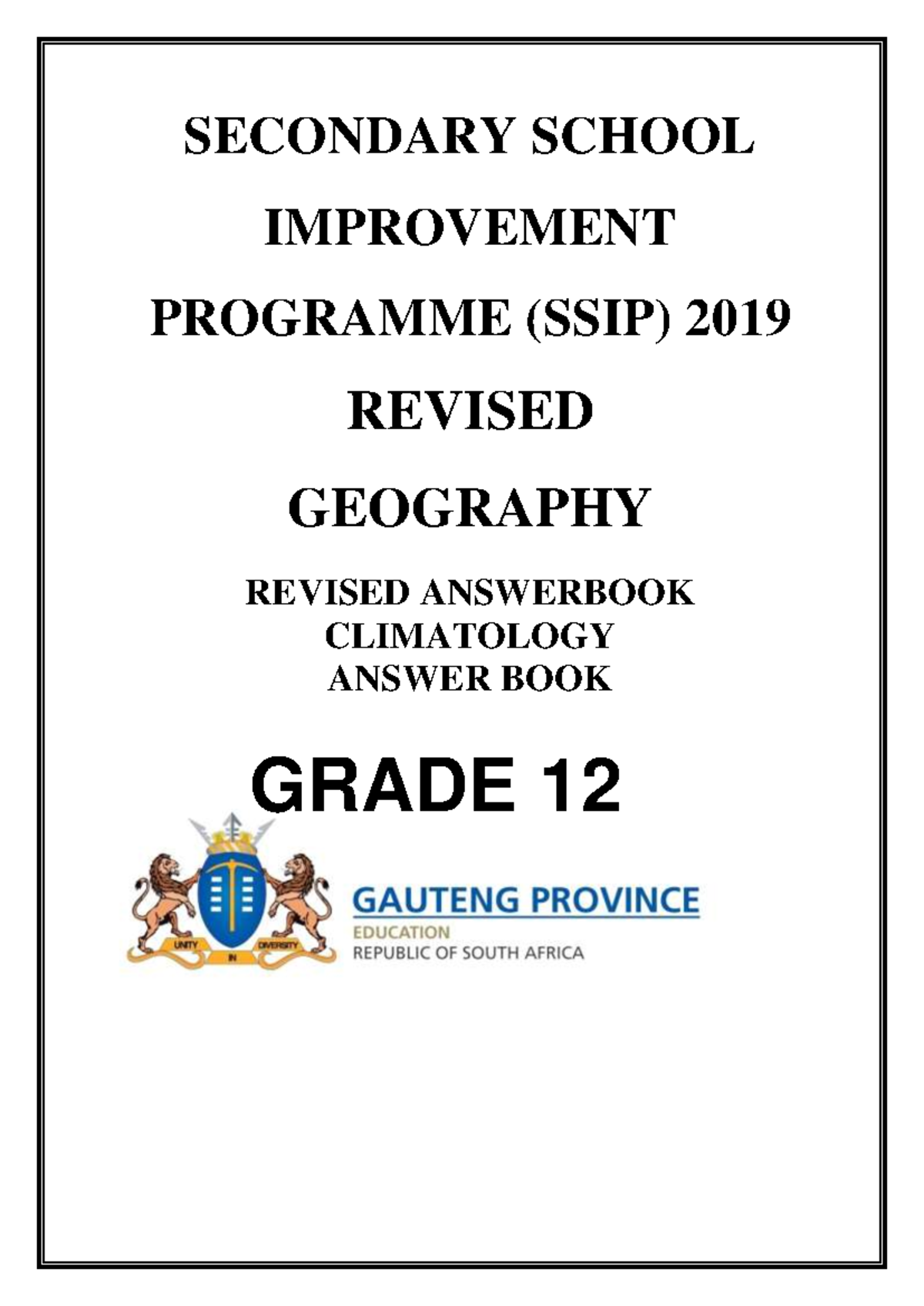 Grade 12 Geography Climatology Revision Answer Book 1 - Studocu