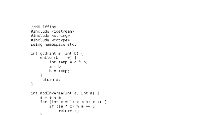 Affine Cipher Implementation and Analysis (CS101) - Studocu