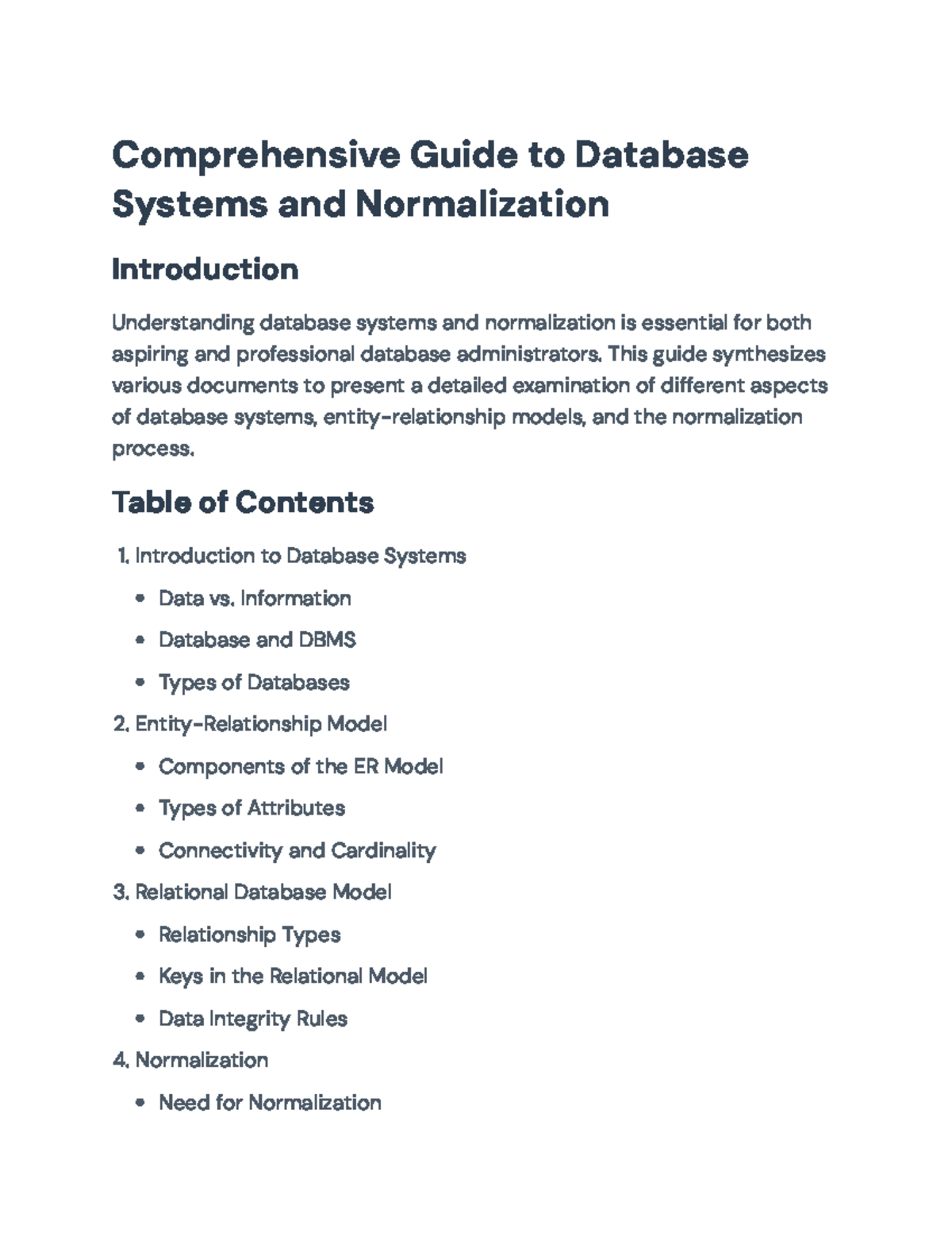 Comprehensive Guide to Database Systems and Normalization - Comprehensive Guide to Database ...