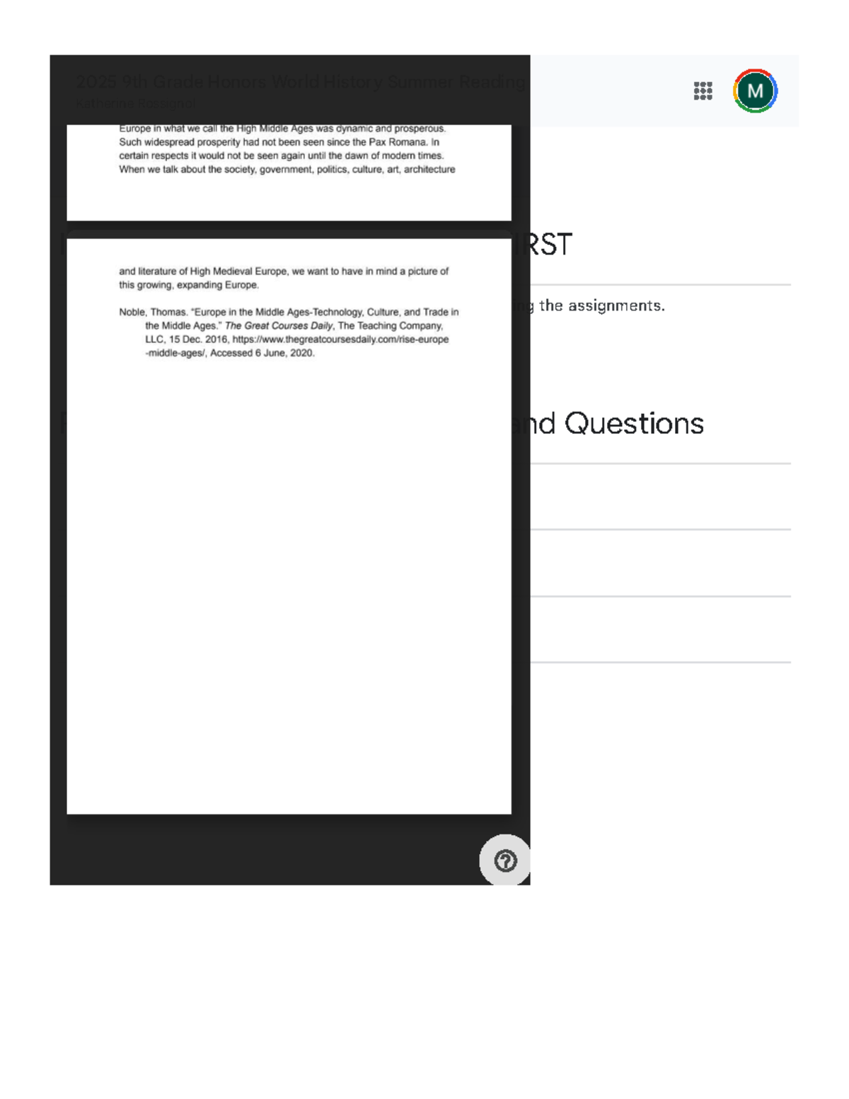 2025 9th Grade Honors World History: Summer Reading Assignments - Studocu