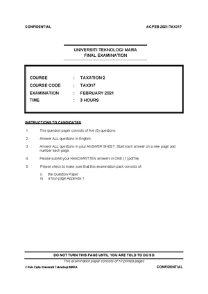 TAX317 FINAL REVISION NOTES: CP204 & Income Tax Computation Insights ...