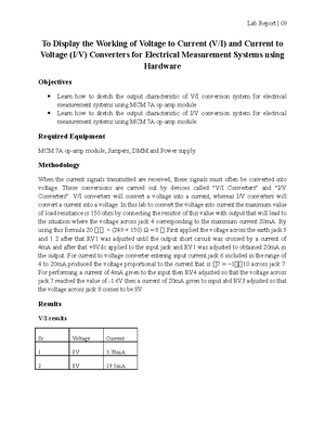 EMI LAB Report 4-A - LAB REPORT NO: 4 SUBJECT: ELECTRICAL MEASUREMENT ...