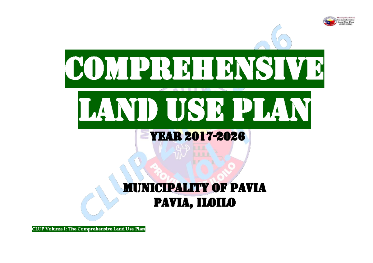 CLUP-Vol I: Comprehensive Land Use Plan for Pavia, Iloilo (2017-2026 ...