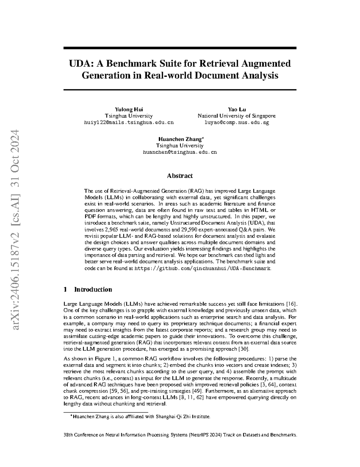 UDA: Benchmark Suite for Retrieval Augmented Generation in Document ...