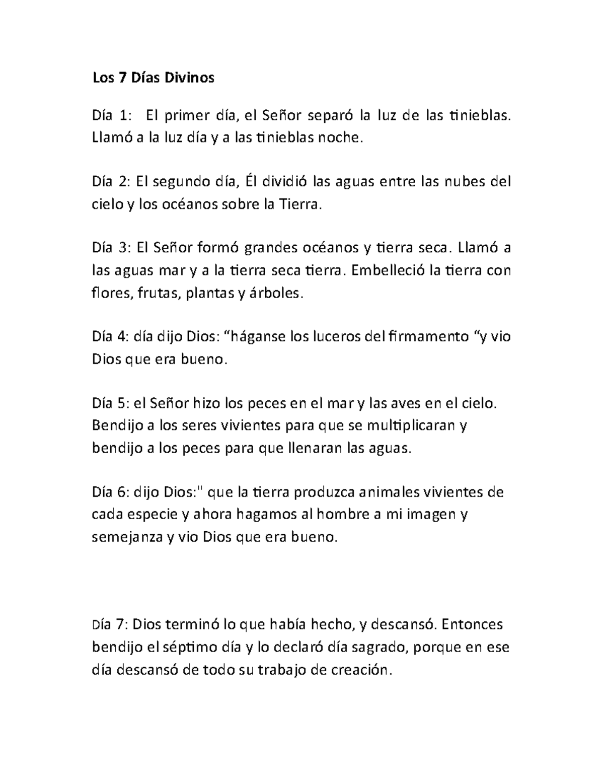 7 Días De La Creación En Números