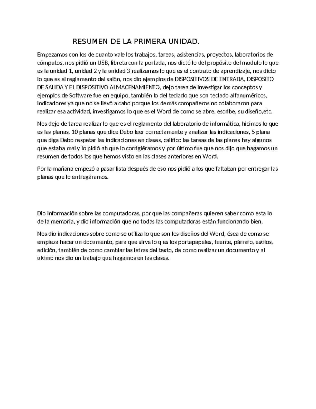 Resumen DE LA Primera Unidad 1 - RESUMEN DE LA PRIMERA UNIDAD ...