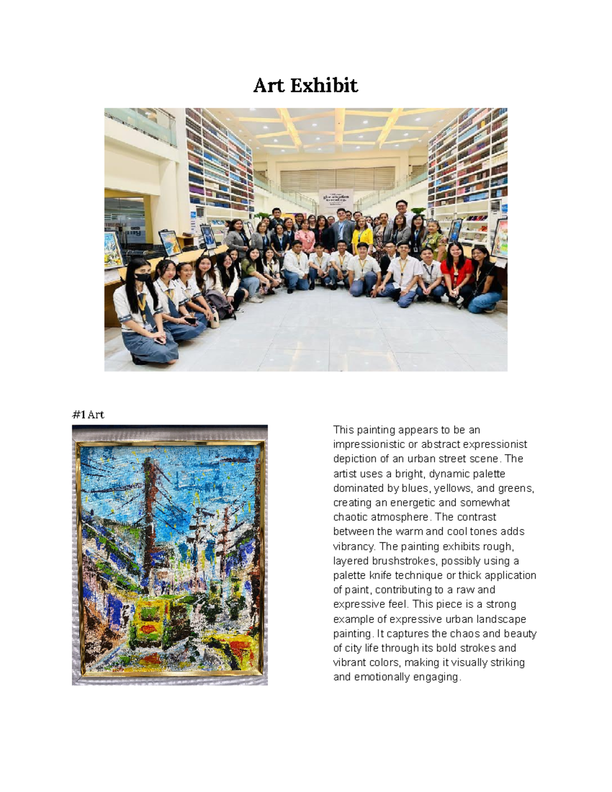 Art Exhibit - Art Exhibit #1 Art This painting appears to be an ...