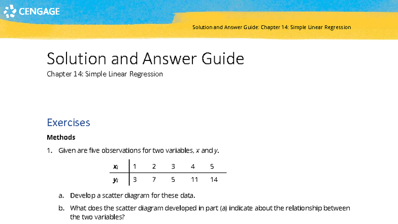 Solution and Answer Guide: Chapter 14 - Simple Linear Regression ...