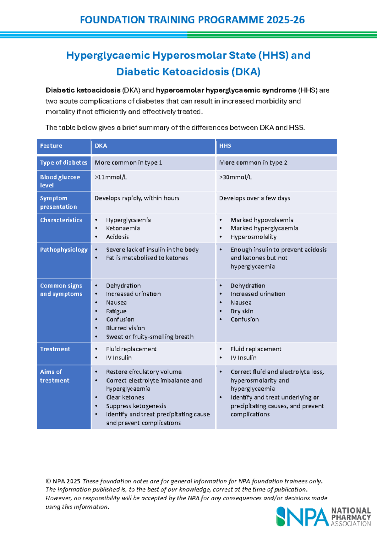 NPA 2025 Foundation Notes: DKA vs HHS Summary - Studocu