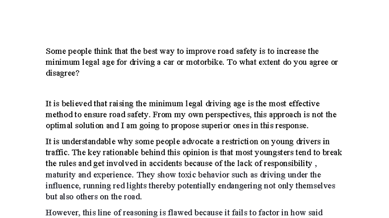 Improving Road Safety: Alternatives to Raising Driving Age - Writing ...