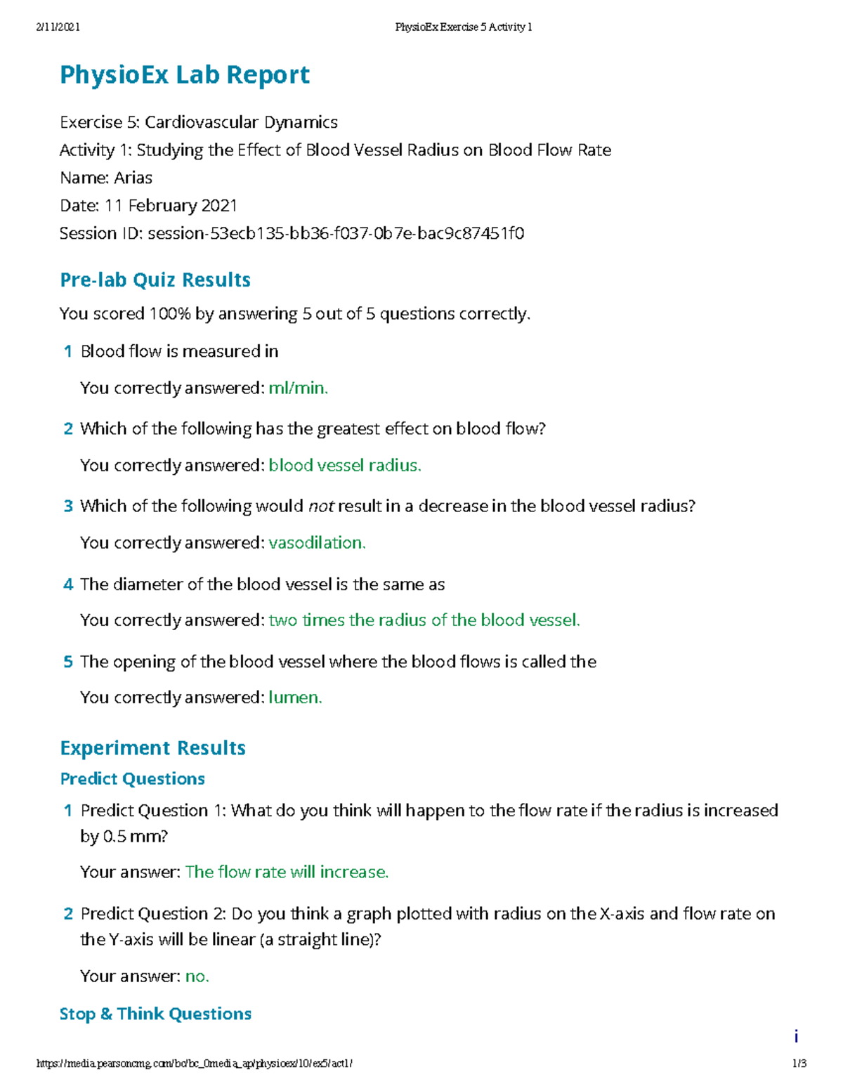 Physio Ex Exercise 5 Activity 1 Arias - 2/11/2021 PhysioEx Exercise 5 ...