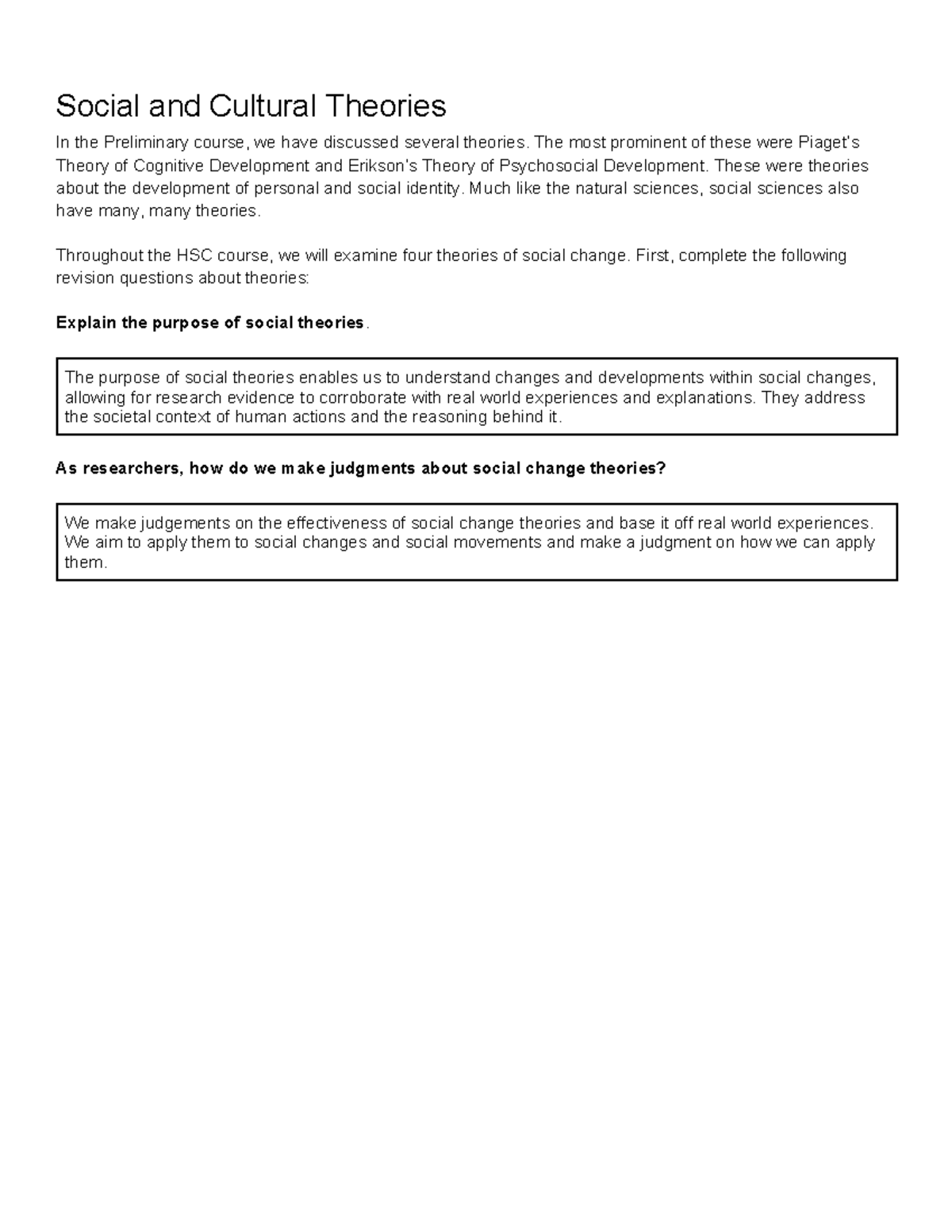 Theories of Social Change Overview: HSC Course Insights and Conflict ...