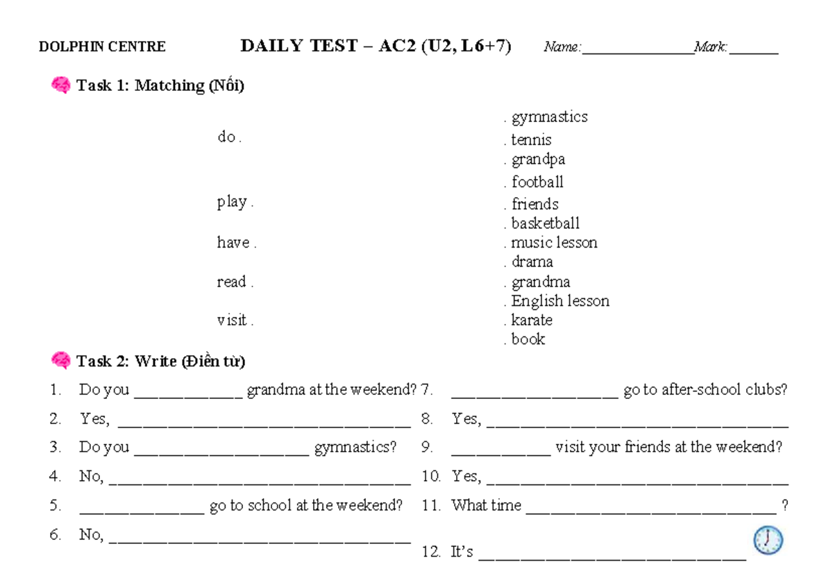 Daily test AC2 (U2, L6+7) - DOLPHIN CENTRE DAILY TEST – AC2 (U2, L6+7 ...