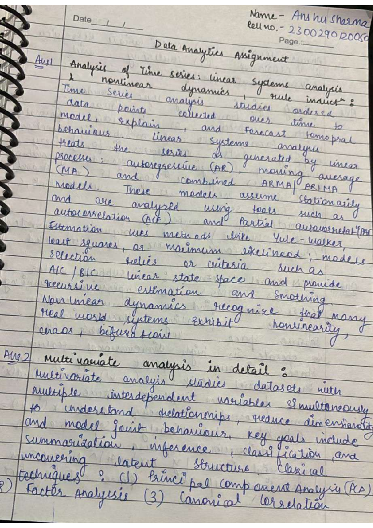 Data Analytics Assignment: Time Series & Multivariate Analysis - Studocu