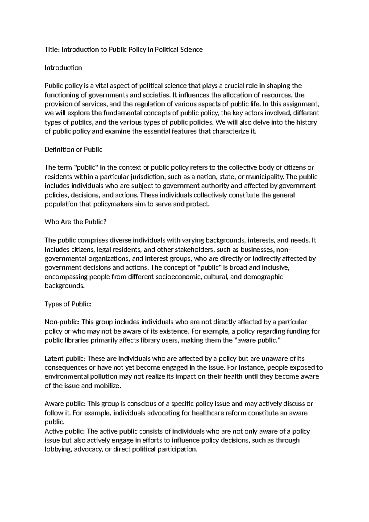 905 - notes on international politics - Title: Introduction to Public ...