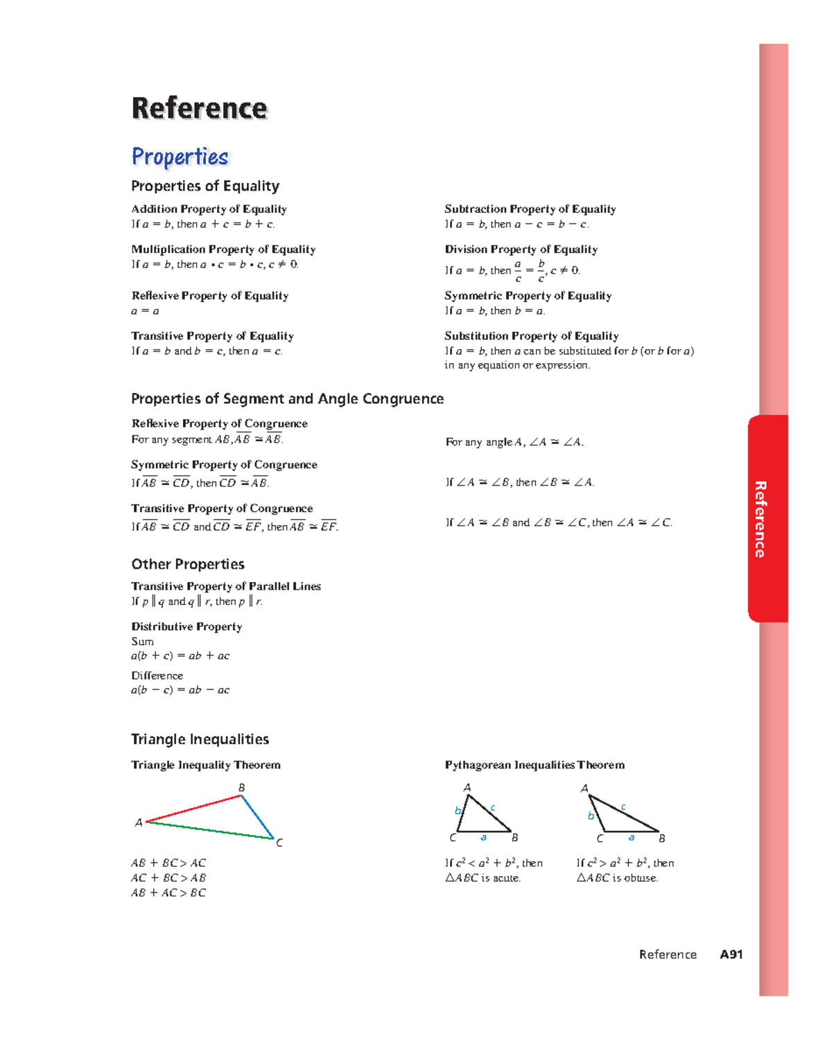 Geo Ref Sheet 5: Properties & Formulas in Geometry (HSCC_Geom) - Studocu