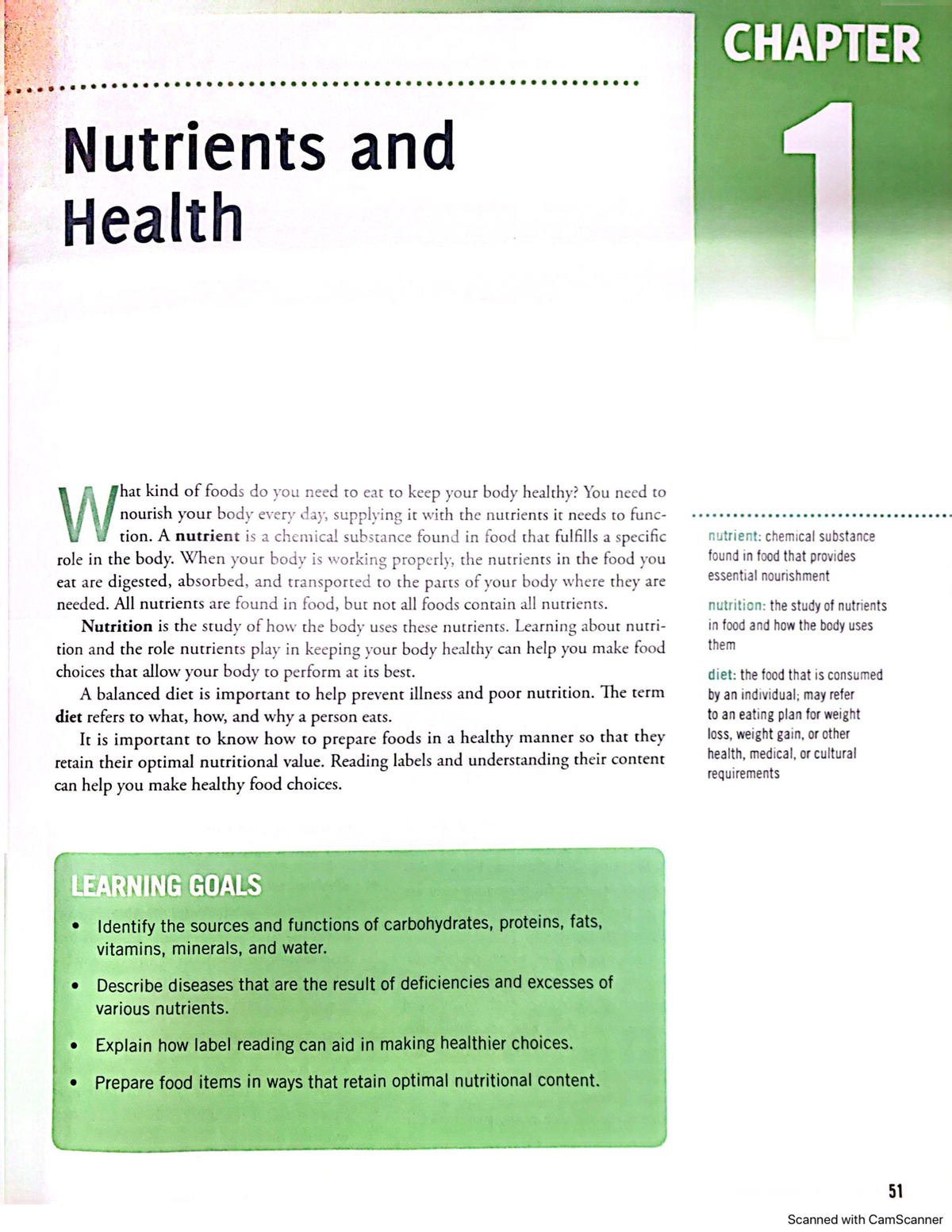 Foods Unit 1 Textbook - CHAPTER Nutrients and Health hat kind of foods ...